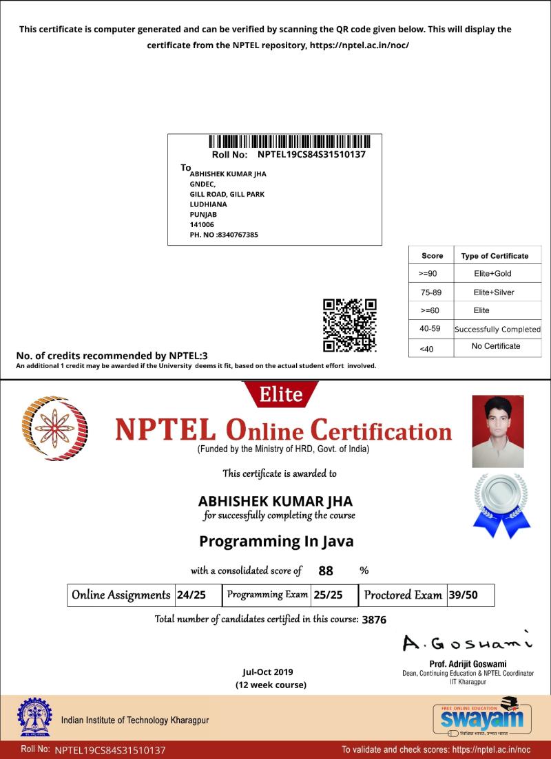 ABHISHEK KUMAR JHA on LinkedIn: #nptel #learnings #coding ABHISHEK KUMAR JHA on LinkedIn: #nptel #learnings #coding