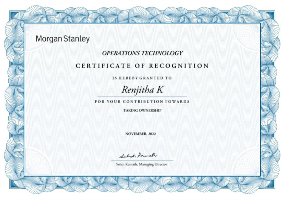 Renjitha K on LinkedIn: #morganstanley #ownership #team | 18 comments Renjitha K on LinkedIn: #morganstanley #ownership #team | 18 comments