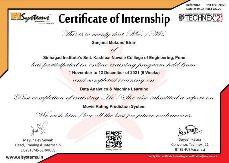 Sanjana Birari on LinkedIn: #internship #learning #experience #training ... Sanjana Birari on LinkedIn: #internship #learning #experience #training ...