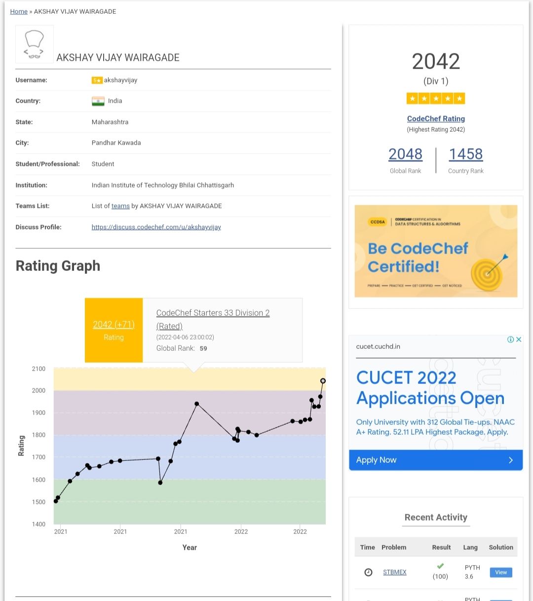 Akshay Wairagade on LinkedIn: #codechef #codechef #codeforces # ... Akshay Wairagade on LinkedIn: #codechef #codechef #codeforces # ...