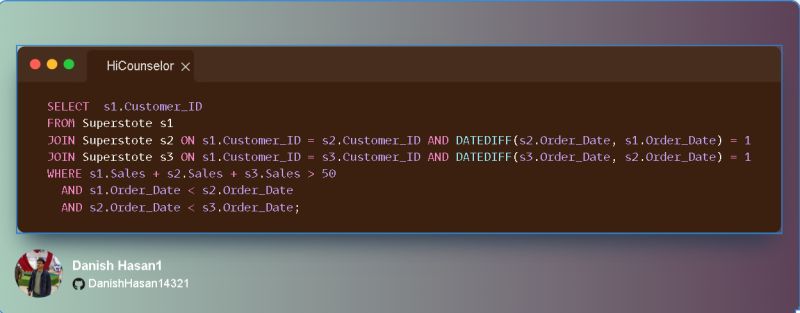 Danish Hasan on LinkedIn: #hicounselor #sql #query #dataanalytics #project Danish Hasan on LinkedIn: #hicounselor #sql #query #dataanalytics #project