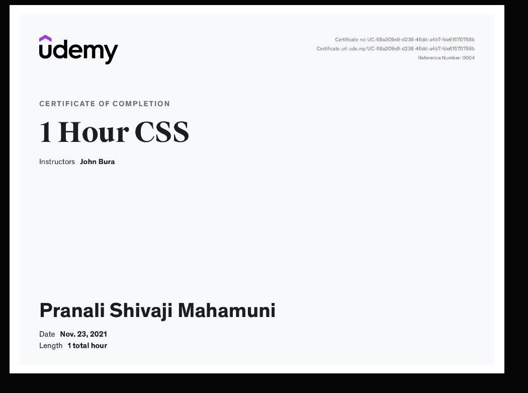 Pranali mahamuni on LinkedIn: #udemy #css #certificate Pranali mahamuni on LinkedIn: #udemy #css #certificate
