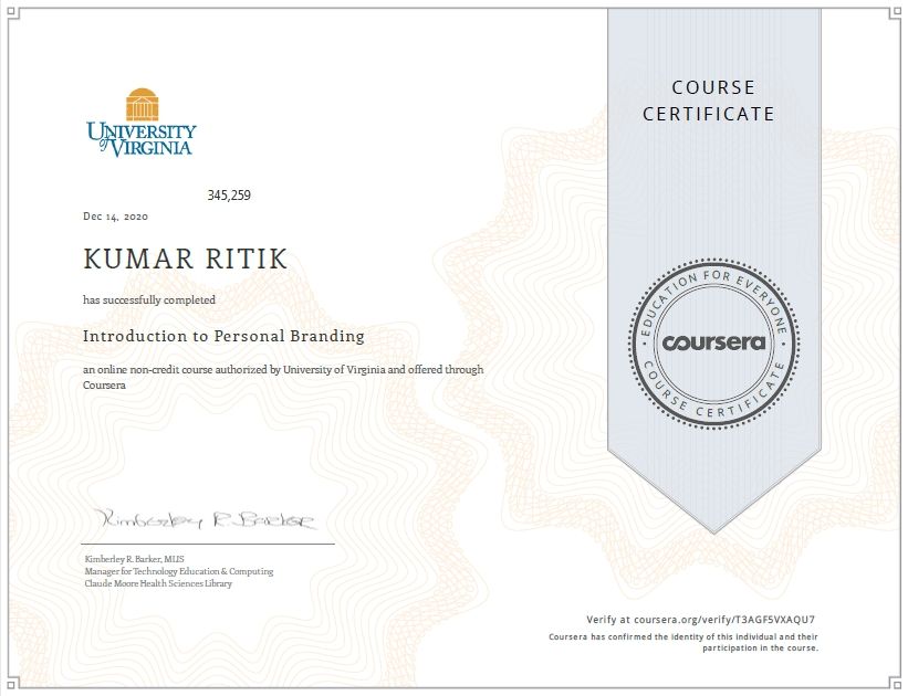 KUMAR RITIK on LinkedIn: Another one 🏻 Coursera KUMAR RITIK on LinkedIn: Another one 🏻 Coursera