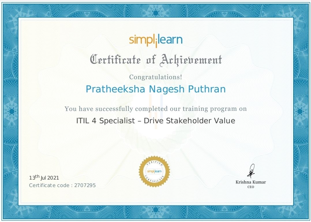 Pratheeksha Puthran on LinkedIn: #itil4specialist Pratheeksha Puthran on LinkedIn: #itil4specialist