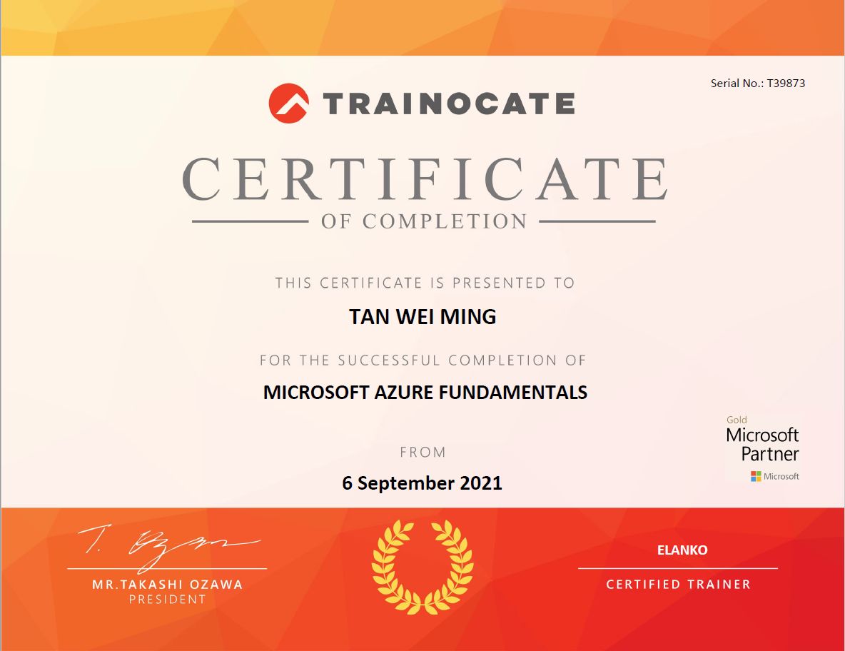Wei Ming Tan on LinkedIn: #microsoftazurefundamentals Wei Ming Tan on LinkedIn: #microsoftazurefundamentals