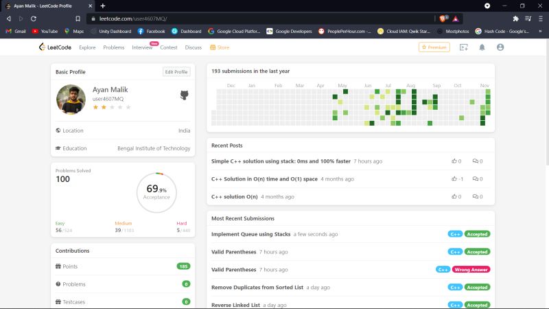 Ayan Malik on LinkedIn: Solved 100 Questions on LeetCode! Ayan Malik on LinkedIn: Solved 100 Questions on LeetCode!
