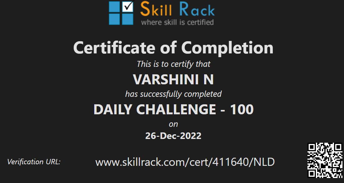 VARSHINI N on LinkedIn: #skillrack VARSHINI N on LinkedIn: #skillrack
