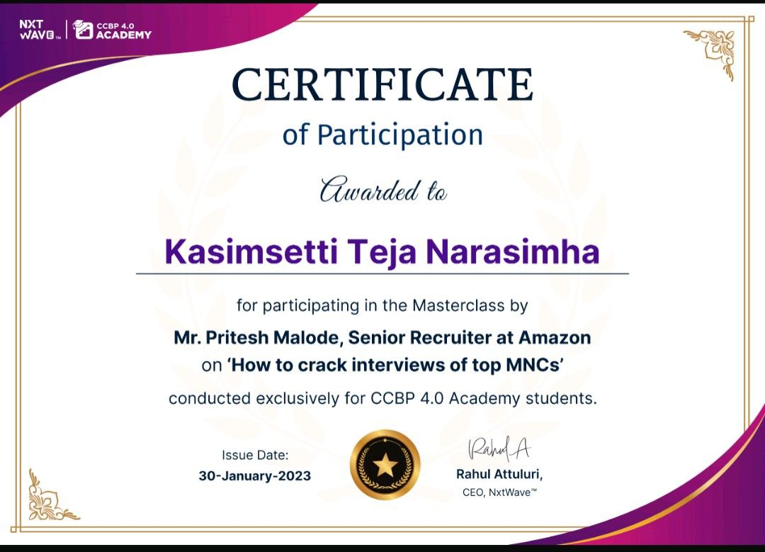 Teja Kasimsetti on LinkedIn: #nxtwaveteam Teja Kasimsetti on LinkedIn: #nxtwaveteam