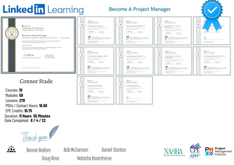 Connor Stade on LinkedIn: #pmi #nasba #thankyou #linkedin #learning # ... Connor Stade on LinkedIn: #pmi #nasba #thankyou #linkedin #learning # ...