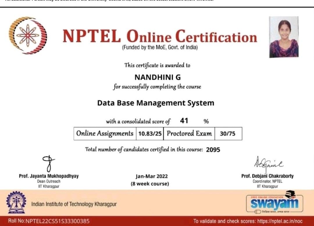 Nandhini Ganesan on LinkedIn: #nptel Nandhini Ganesan on LinkedIn: #nptel