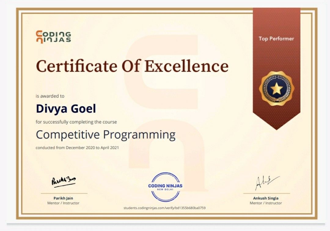 Divya Goel on LinkedIn: #codingninjas Divya Goel on LinkedIn: #codingninjas