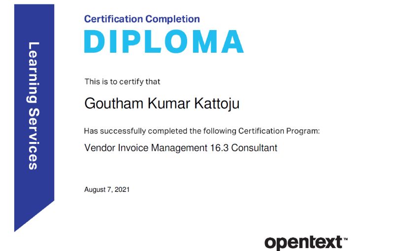 Goutham Kumar Kattoju on LinkedIn: OpenText Certified Goutham Kumar Kattoju on LinkedIn: OpenText Certified