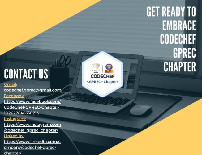 CodeChef GPREC Chapter on LinkedIn: #codechef #codechefchapters # ... CodeChef GPREC Chapter on LinkedIn: #codechef #codechefchapters # ...