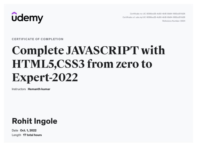 Rohit Ingole on LinkedIn: #udemy #javascript #html5 #css3 #webdevelopment Rohit Ingole on LinkedIn: #udemy #javascript #html5 #css3 #webdevelopment