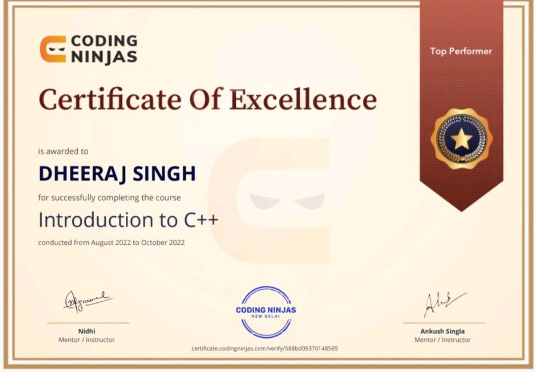 Dheeraj Singh on LinkedIn: coding ninjas c++ Dheeraj Singh on LinkedIn: coding ninjas c++