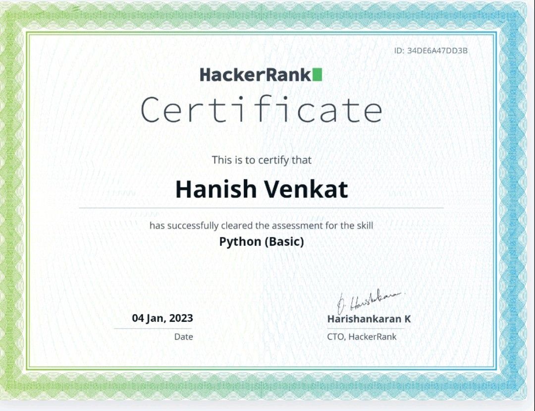 Hanish venkat on LinkedIn: #python #hackerrank #saketh #sairam Hanish venkat on LinkedIn: #python #hackerrank #saketh #sairam