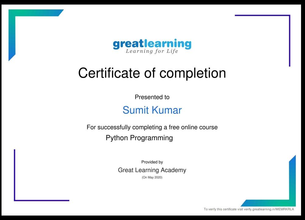 Sumit Kumar on LinkedIn: #greatlearning #pythonprogramming #python3 # ... Sumit Kumar on LinkedIn: #greatlearning #pythonprogramming #python3 # ...