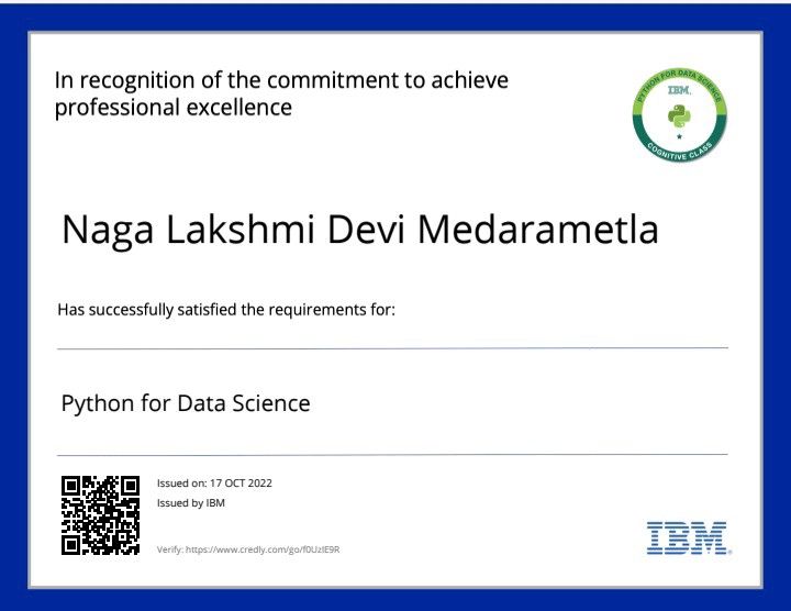 Medarametla Naga Lakshmi Devi on LinkedIn: #python #ibm Medarametla Naga Lakshmi Devi on LinkedIn: #python #ibm