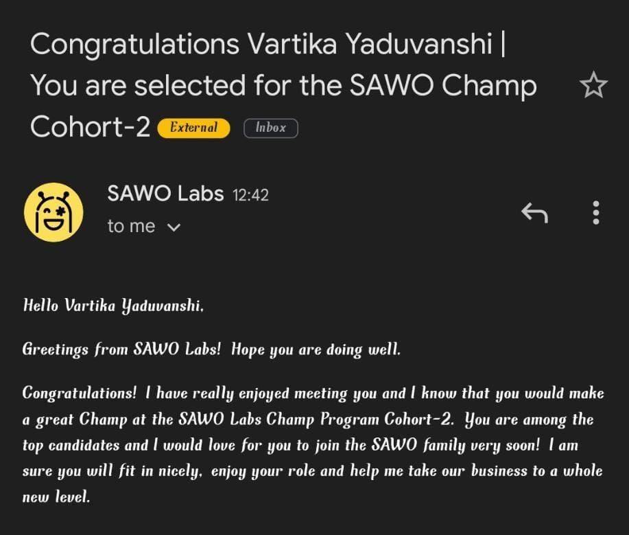 Vartika Yaduvanshi on LinkedIn: #work #sawolabs #sawosecure # ... Vartika Yaduvanshi on LinkedIn: #work #sawolabs #sawosecure # ...