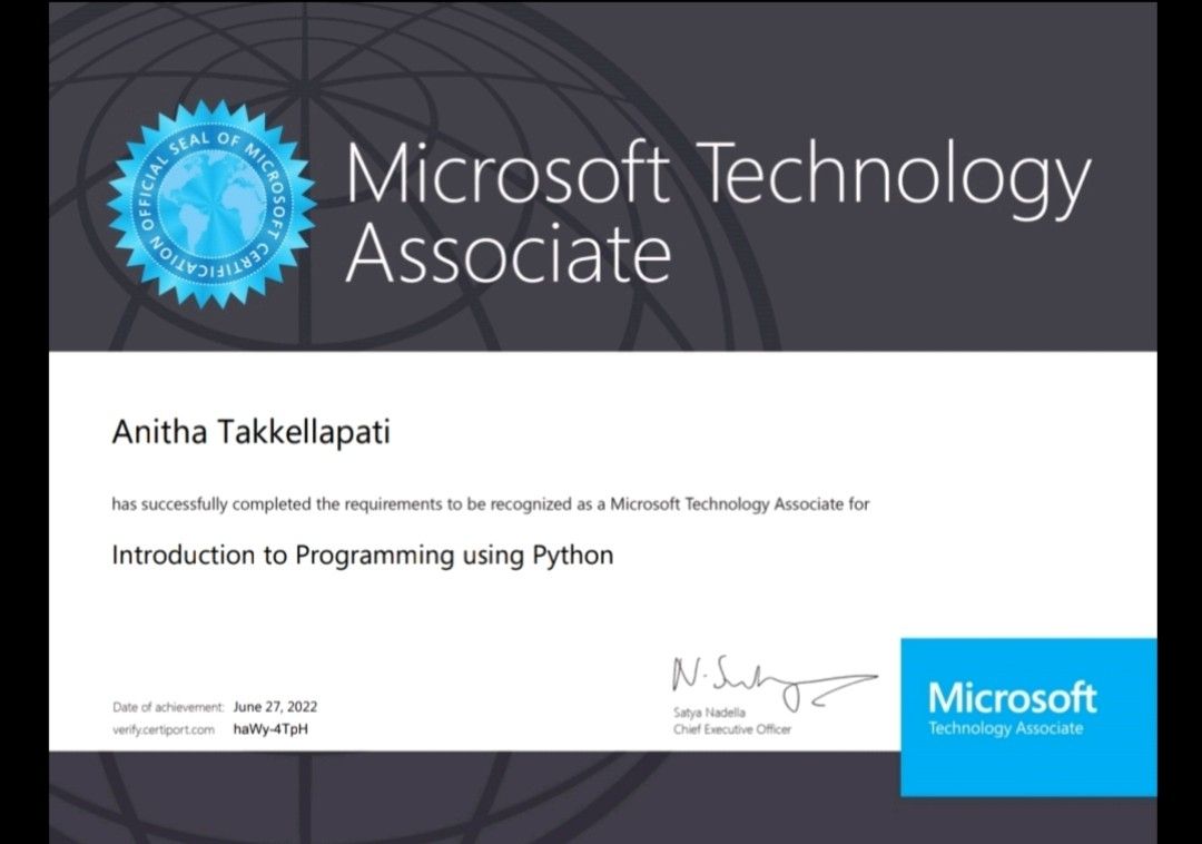 Anitha Takkellapati on LinkedIn: #microsoft #python #programming Anitha Takkellapati on LinkedIn: #microsoft #python #programming