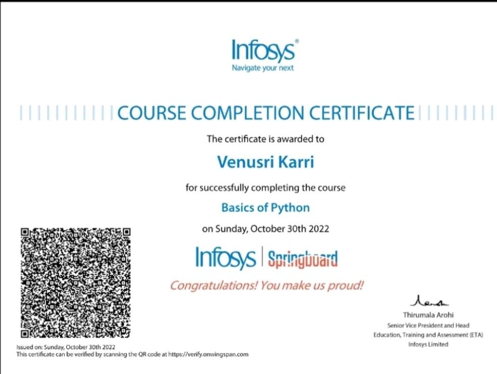 venusri karri on LinkedIn: #pythonprogramming venusri karri on LinkedIn: #pythonprogramming