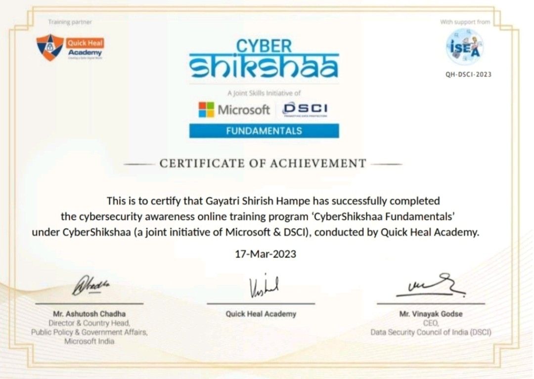 Gayatri Hampe on LinkedIn: #training #cybersecuritytraining Gayatri Hampe on LinkedIn: #training #cybersecuritytraining