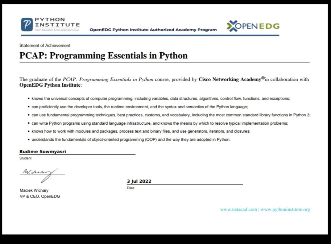 Budime Sowmya Sri on LinkedIn: #python Budime Sowmya Sri on LinkedIn: #python
