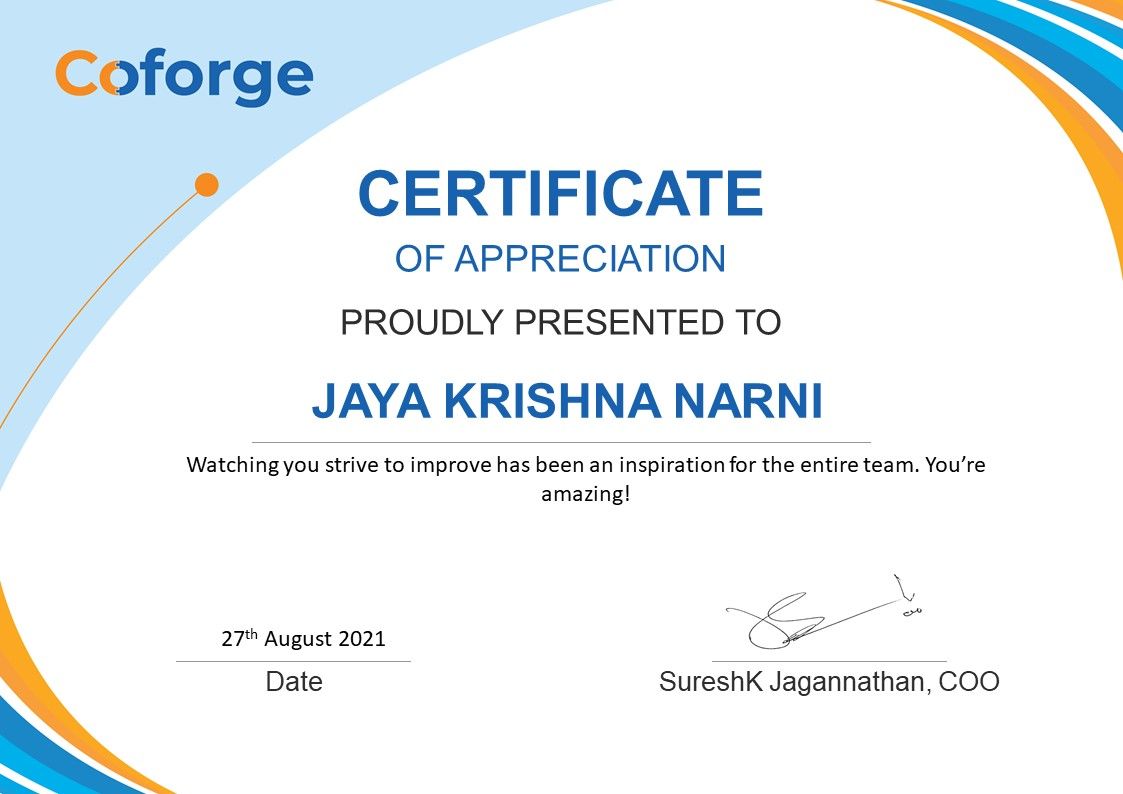 JAYA KRISHNA TEJA NARNI posted on LinkedIn JAYA KRISHNA TEJA NARNI posted on LinkedIn