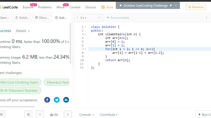 Mohit Goyal on LinkedIn: Just Completed my LeetCode 70. Climbing Stairs ... Mohit Goyal on LinkedIn: Just Completed my LeetCode 70. Climbing Stairs ...