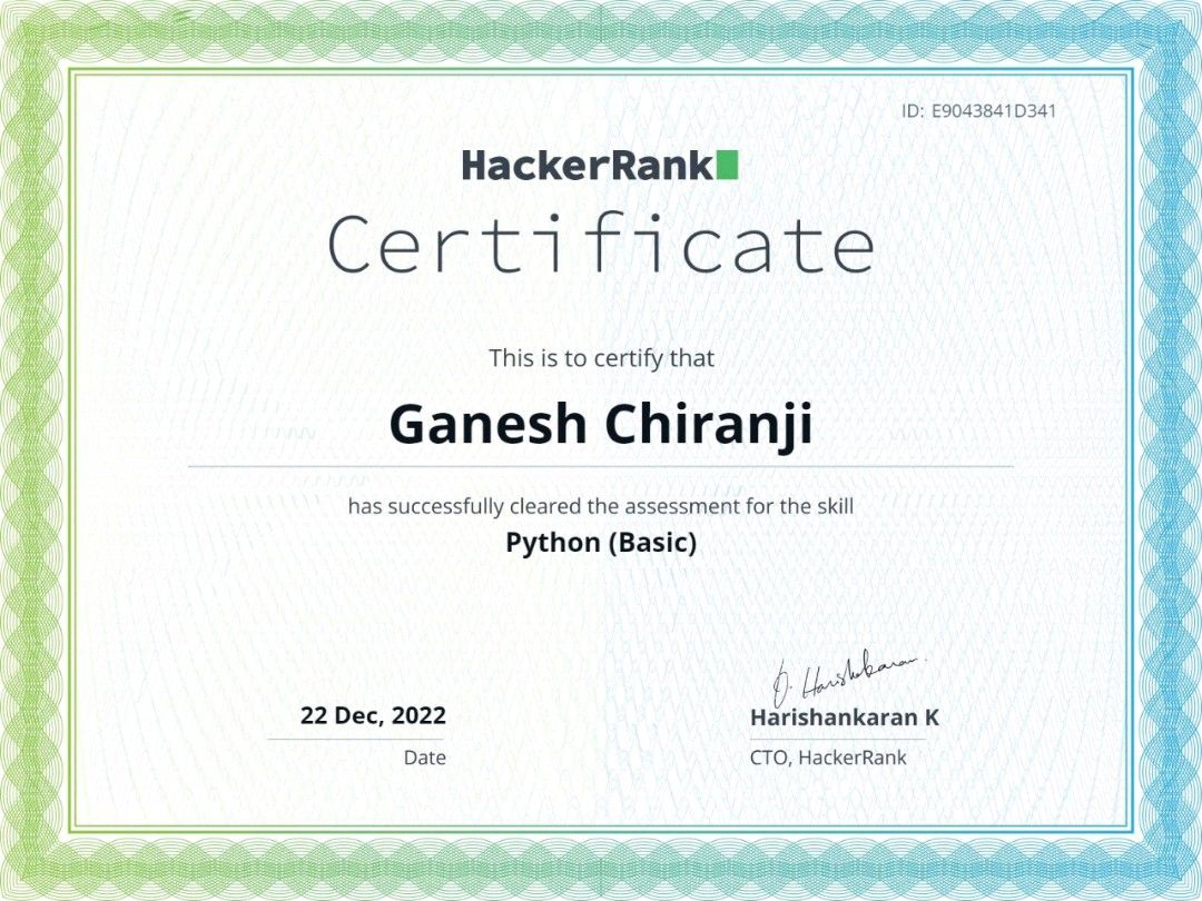 Ganesh Chiranji on LinkedIn: #hackerrank #python Ganesh Chiranji on LinkedIn: #hackerrank #python