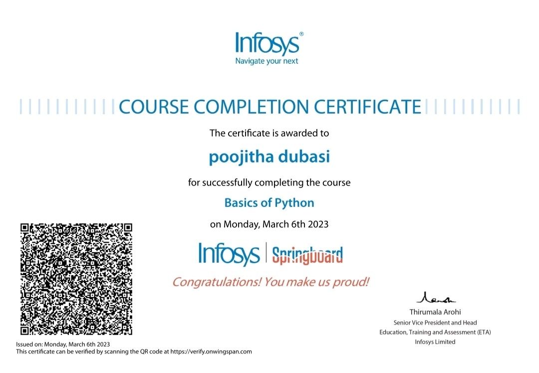 Dubasi Poojitha on LinkedIn: #python Dubasi Poojitha on LinkedIn: #python
