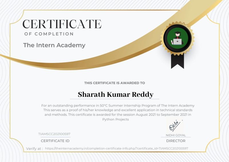 Sharath Kumar Reddy on LinkedIn: #theinternacademy #summerinternship # ... Sharath Kumar Reddy on LinkedIn: #theinternacademy #summerinternship # ...
