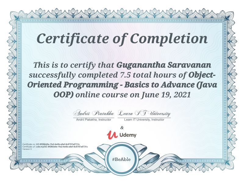 Guganantha Saravanan on LinkedIn: #udemycourse #oop #javaprogramming Guganantha Saravanan on LinkedIn: #udemycourse #oop #javaprogramming