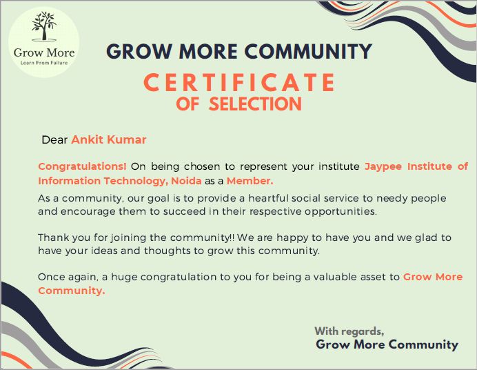 Ankit Kumar on LinkedIn: #growmorecommunity #community #hackathon # ... Ankit Kumar on LinkedIn: #growmorecommunity #community #hackathon # ...