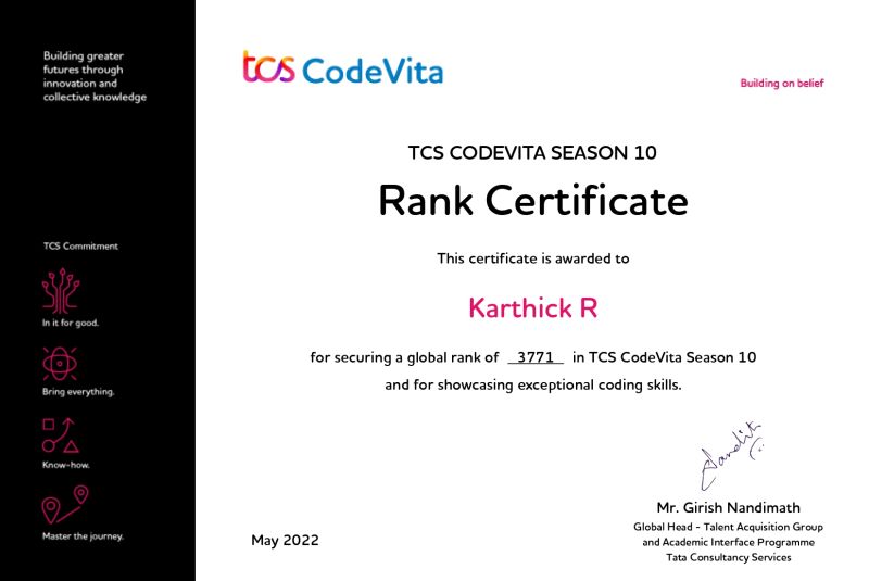 Karthick R on LinkedIn: #tcs Karthick R on LinkedIn: #tcs