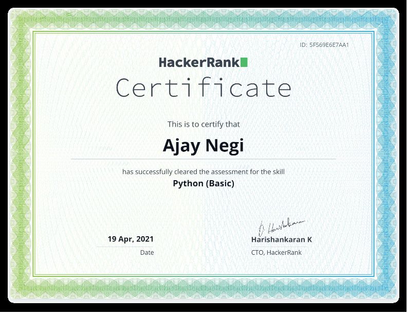 Ajay Singh Negi on LinkedIn: #hackerrank #python Ajay Singh Negi on LinkedIn: #hackerrank #python