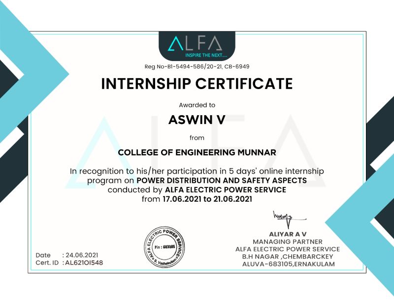 Aswin V on LinkedIn: #internship #training #certification #thankyou Aswin V on LinkedIn: #internship #training #certification #thankyou