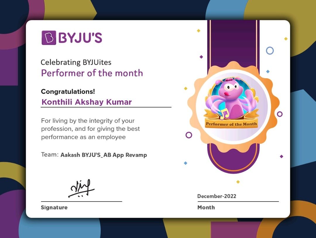Konthili Akshay kumar on LinkedIn: thanks BYJU'S Konthili Akshay kumar on LinkedIn: thanks BYJU'S