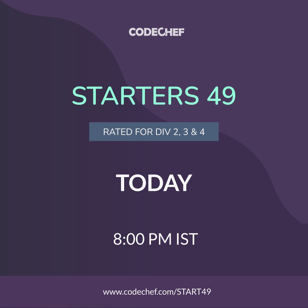 CodeChef on LinkedIn: #codechef #coding #starters CodeChef on LinkedIn: #codechef #coding #starters