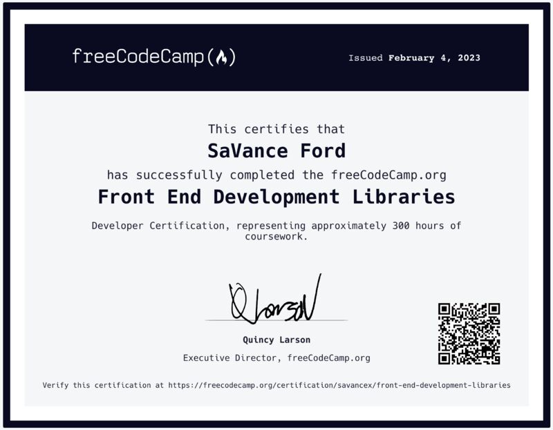 SaVance Ford on LinkedIn: #freecodecamp #react #reactjs #reactdeveloper ... SaVance Ford on LinkedIn: #freecodecamp #react #reactjs #reactdeveloper ...