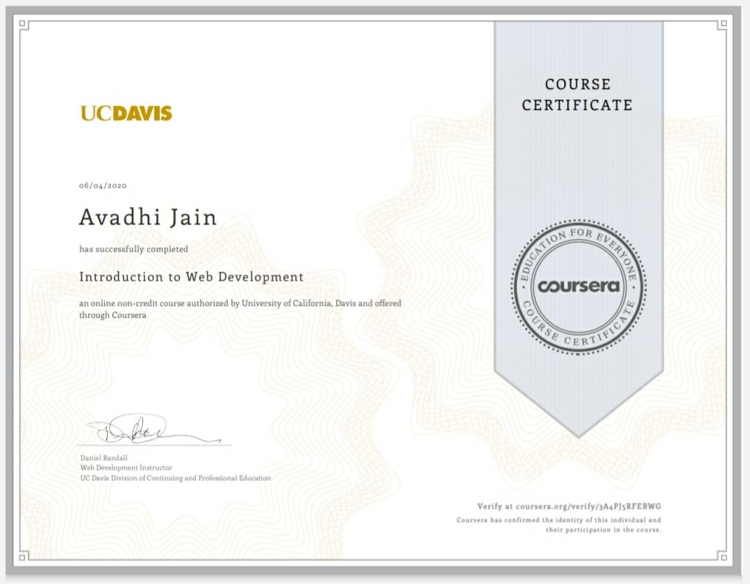 Avadhi Jain on LinkedIn: #coursera #html #css #javascript # ... Avadhi Jain on LinkedIn: #coursera #html #css #javascript # ...