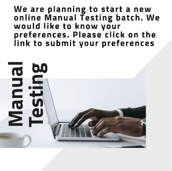 Bhanu Prakash on LinkedIn: We are starting New online manual testing ... Bhanu Prakash on LinkedIn: We are starting New online manual testing ...