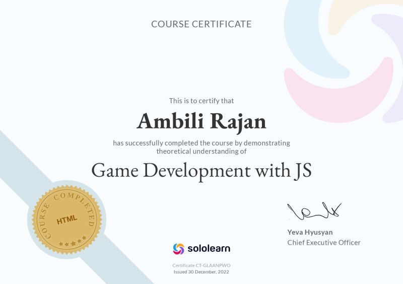 Ambili Rajan on LinkedIn: #javascript #certified #sololearn Ambili Rajan on LinkedIn: #javascript #certified #sololearn
