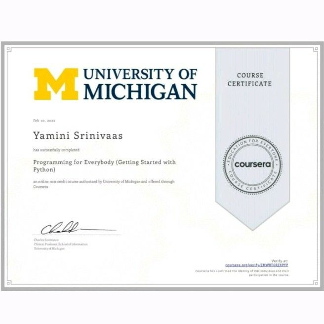 Yamini Srinivasan on LinkedIn: #coursera #svct Yamini Srinivasan on LinkedIn: #coursera #svct