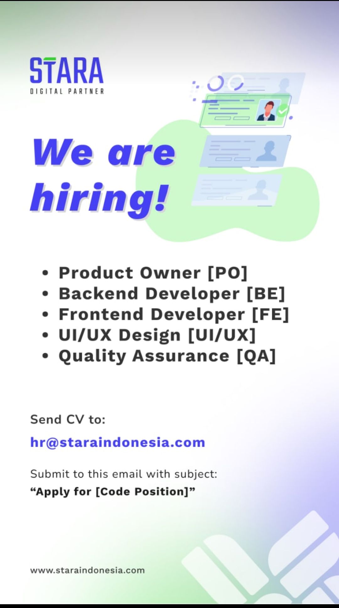 Stara Indonesia on LinkedIn: #hiring #productowner #frontenddeveloper # ... Stara Indonesia on LinkedIn: #hiring #productowner #frontenddeveloper # ...