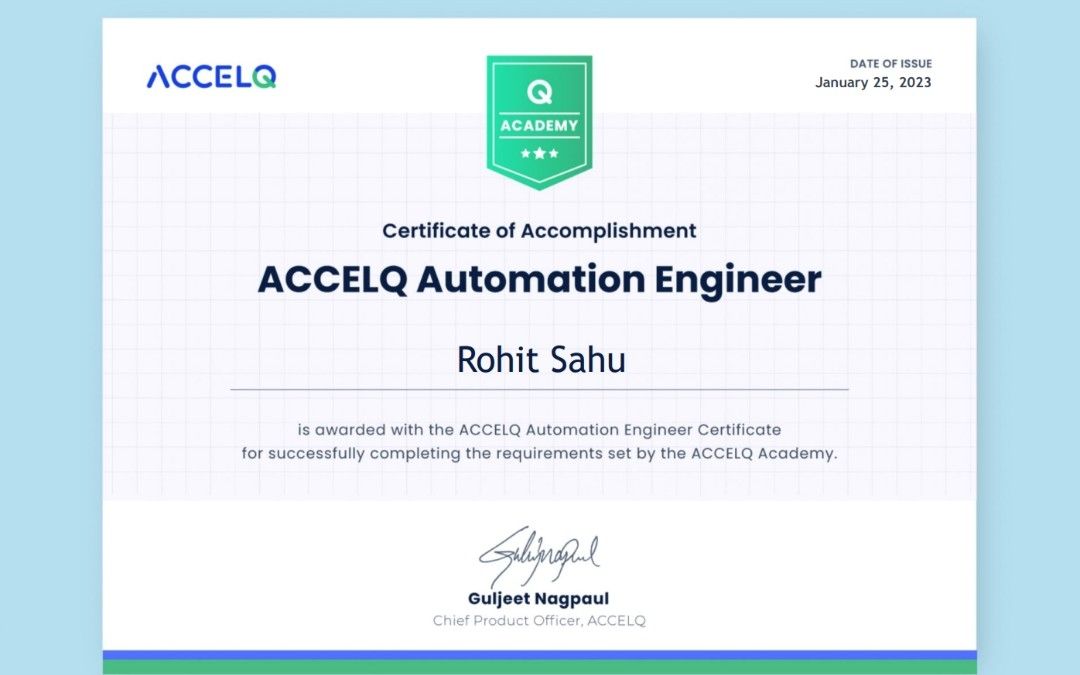 Rohit Sahu on LinkedIn: #automation #connections #accelq #testing # ... Rohit Sahu on LinkedIn: #automation #connections #accelq #testing # ...