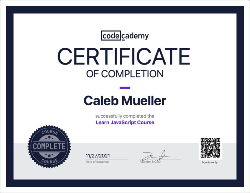 Caleb Mueller on LinkedIn: #javascript #html #css #codecademy | 27 comments Caleb Mueller on LinkedIn: #javascript #html #css #codecademy | 27 comments