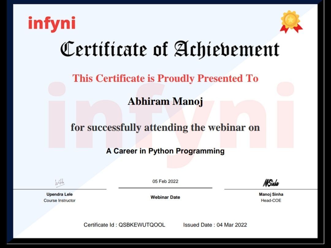 ABHIRAM MANOJ on LinkedIn: #pythonprogramming #computerscience #coding ABHIRAM MANOJ on LinkedIn: #pythonprogramming #computerscience #coding