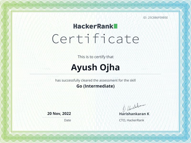 Ayush Ojha on LinkedIn: #hackerrank #go #golang #golangdeveloper Ayush Ojha on LinkedIn: #hackerrank #go #golang #golangdeveloper