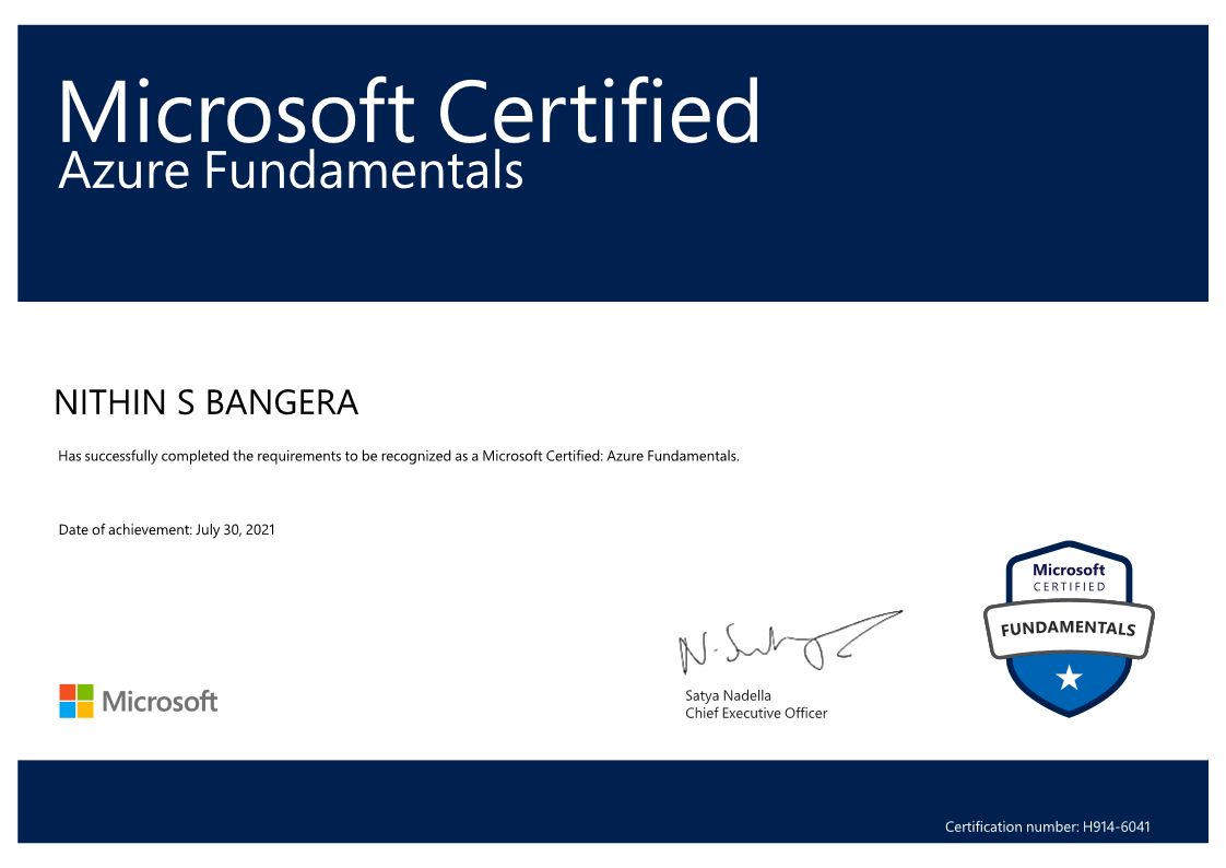 Nithin S Bangera on LinkedIn: #azure #az900 #azurefundamentals Nithin S Bangera on LinkedIn: #azure #az900 #azurefundamentals